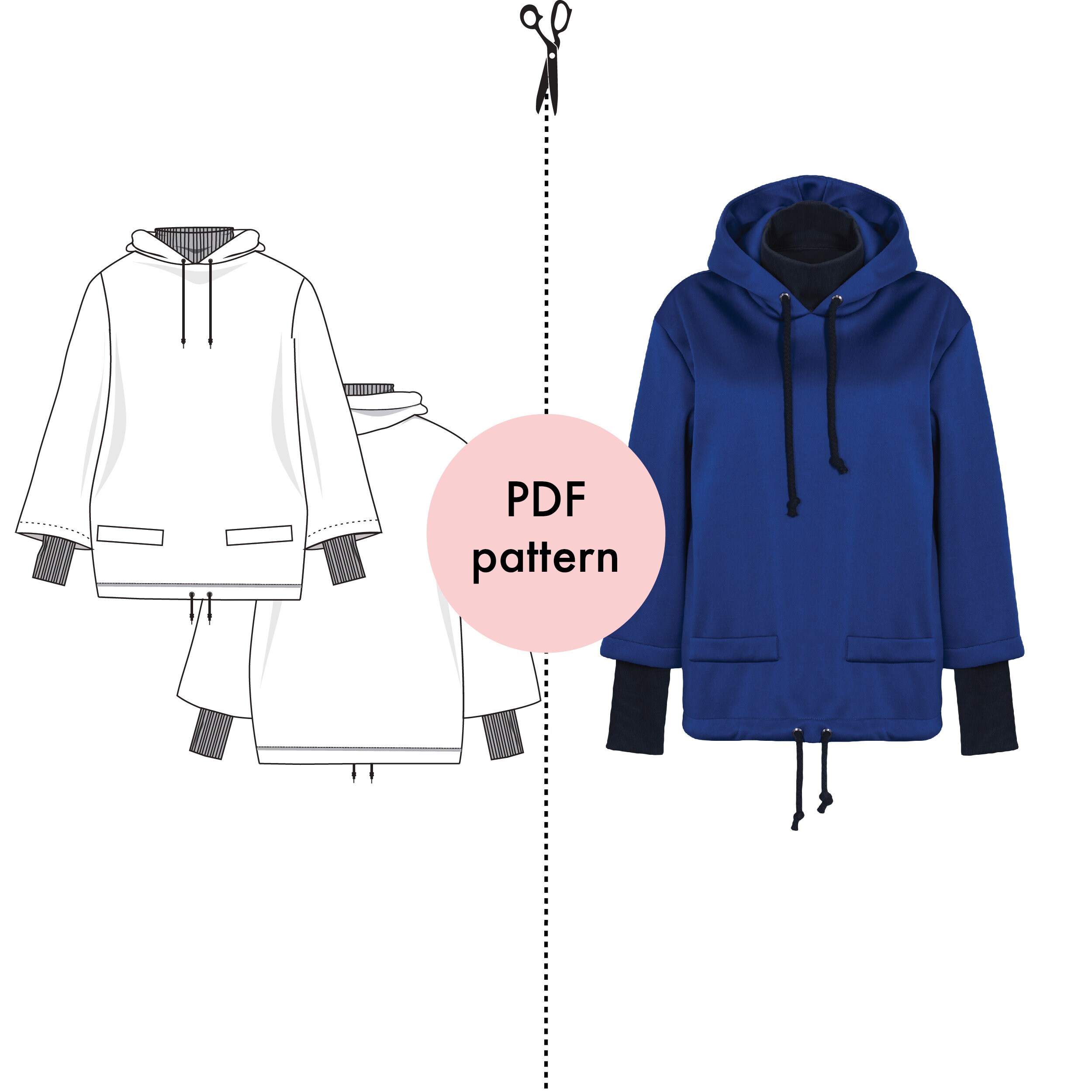 PDF Hoodie Sewing Pattern Instant Download Intermediate - Etsy