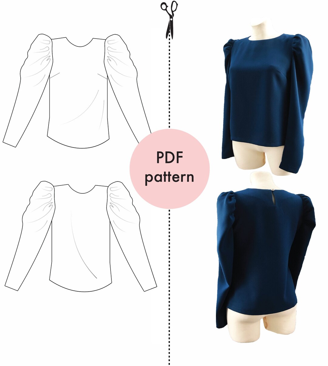 PDF Blouse Sewing Pattern Instant Download Intermediate Sewing Pattern ...