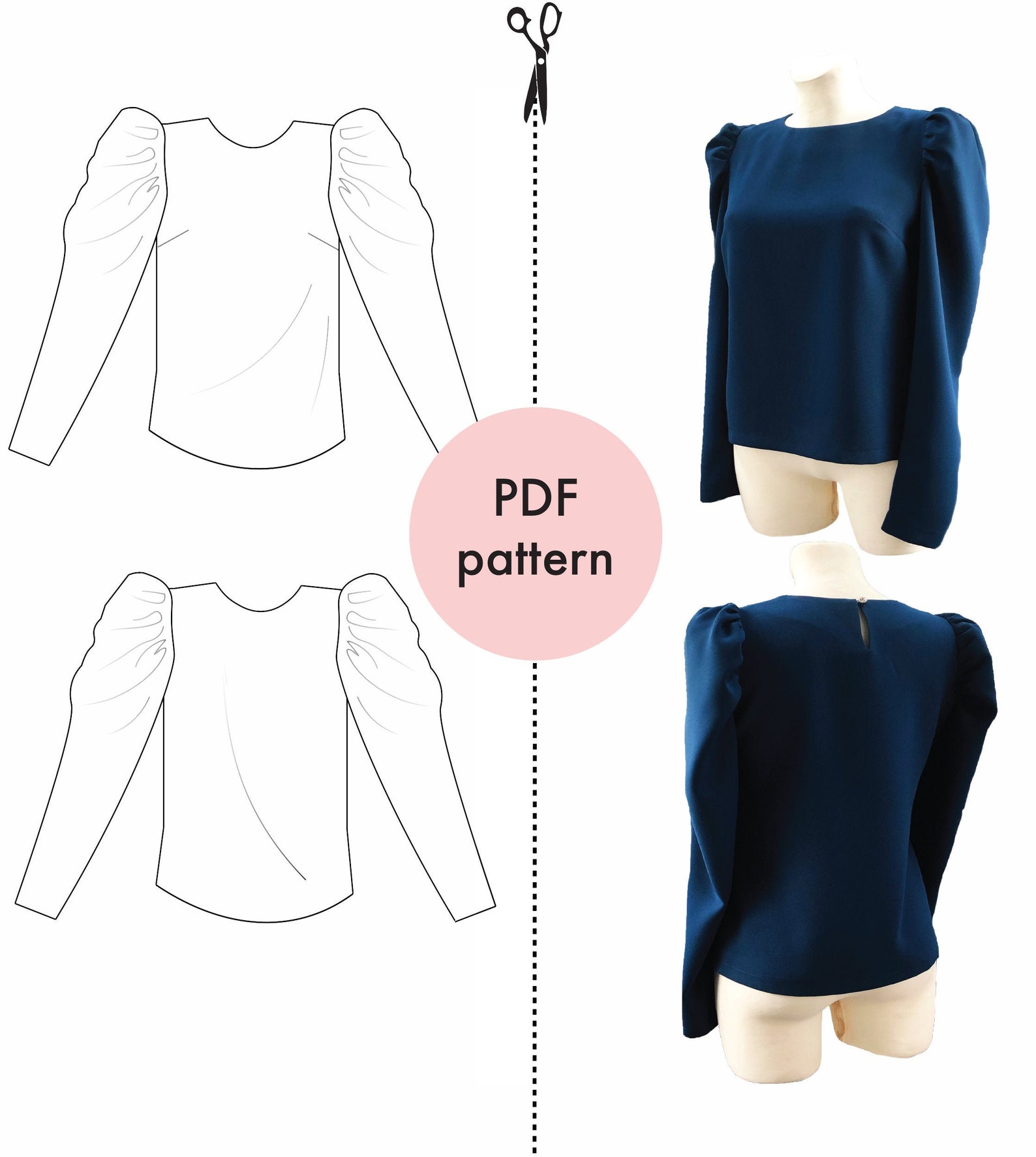 PDF Blouse Sewing Pattern Instant Download Intermediate Sewing Pattern ...