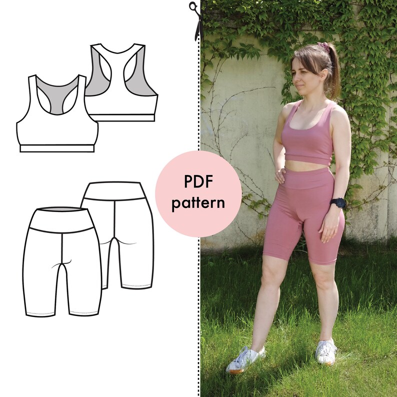 Biker Set Sewing Pattern Crop Top and Biker Shorts Instruction Sports ...