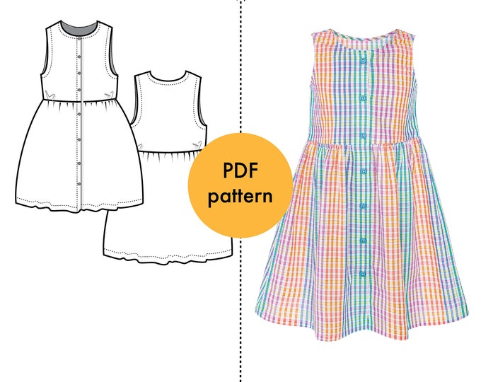 PDF Girls Dress Pattern Instant Download Intermediate Sewing Printable ...
