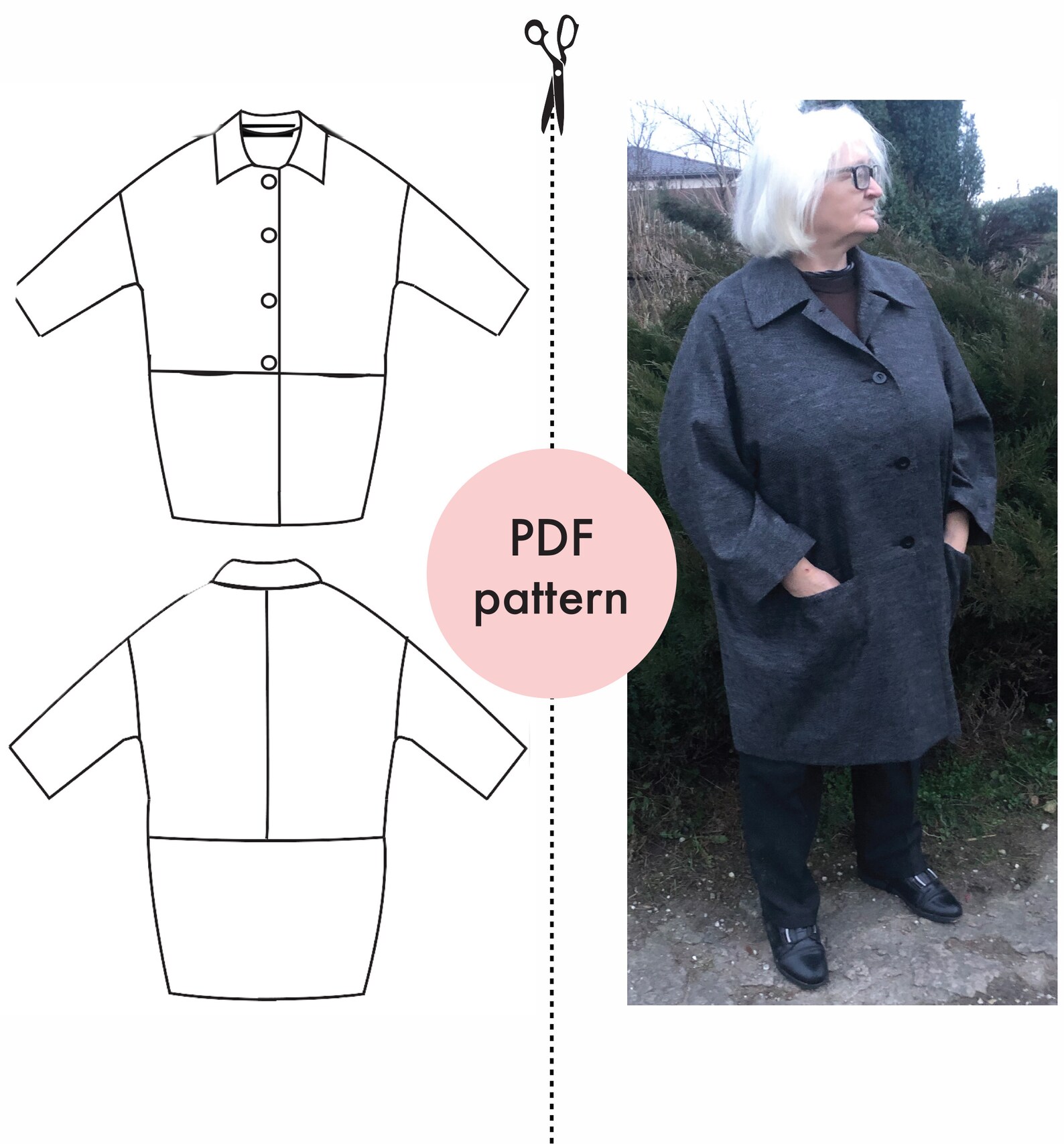 PDF Coat Pattern Instant Download Advanced Sewing Pattern Printable ...
