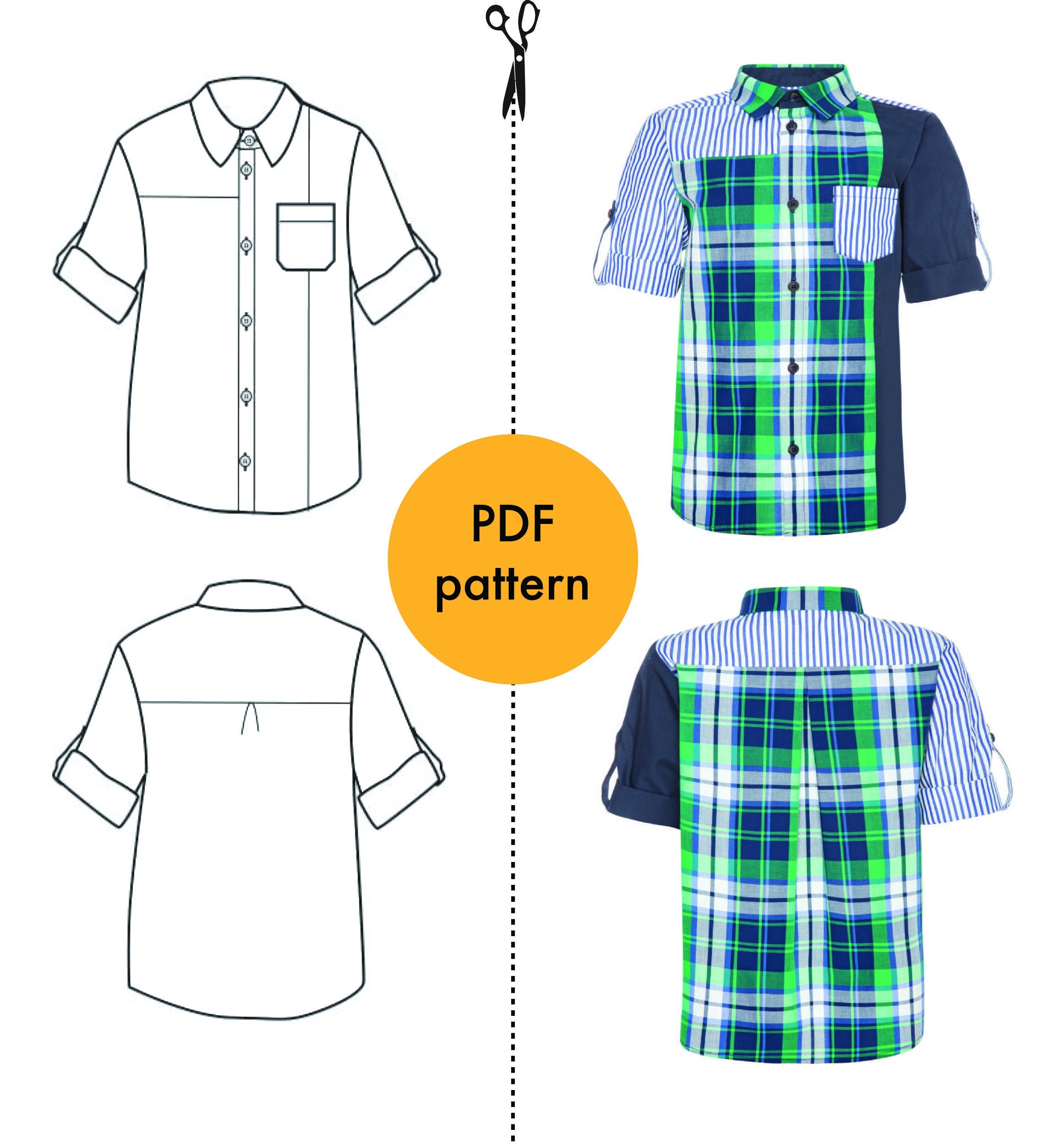 PDF Kids Shirt Pattern Instant Download Intermediate Sewing Pattern ...