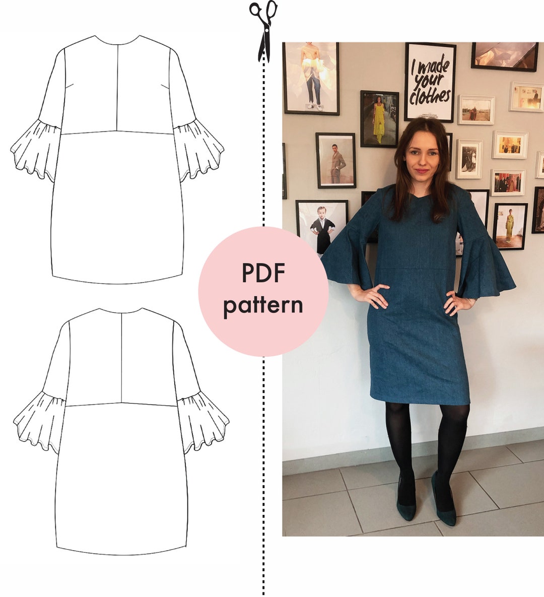 PDF Dress Sewing Pattern Instant Download Beginner Sewing Pattern ...