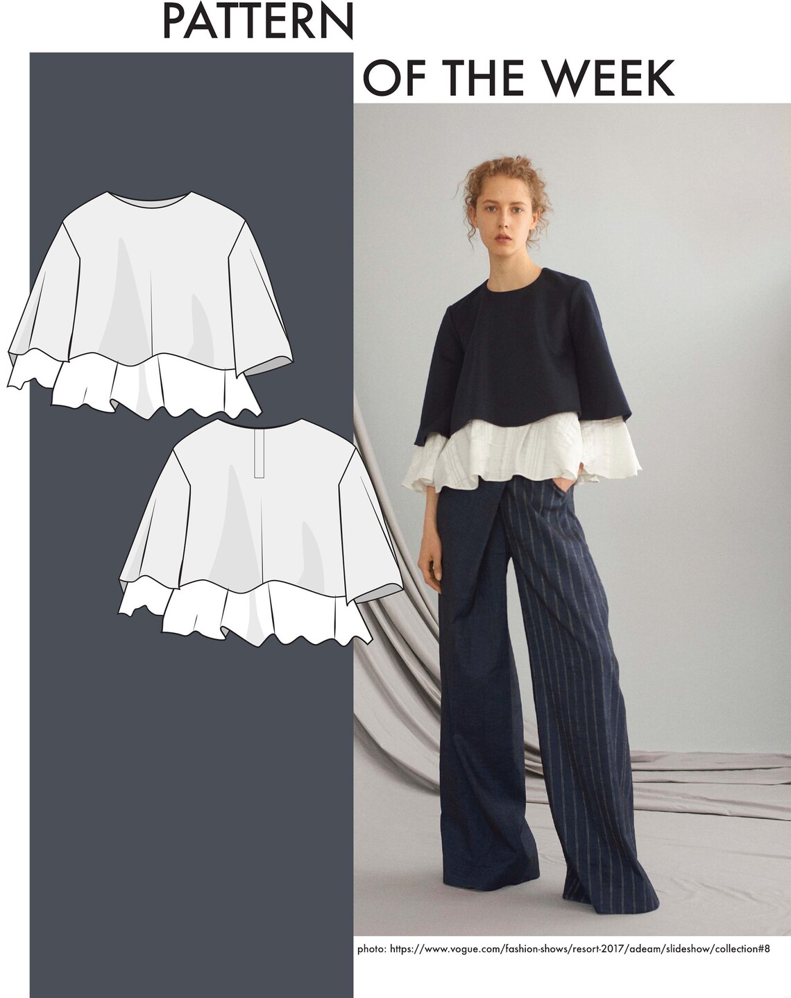 PDF Ruffled Sleeve Blouse Pattern Instant Download Intermediate Capsule ...