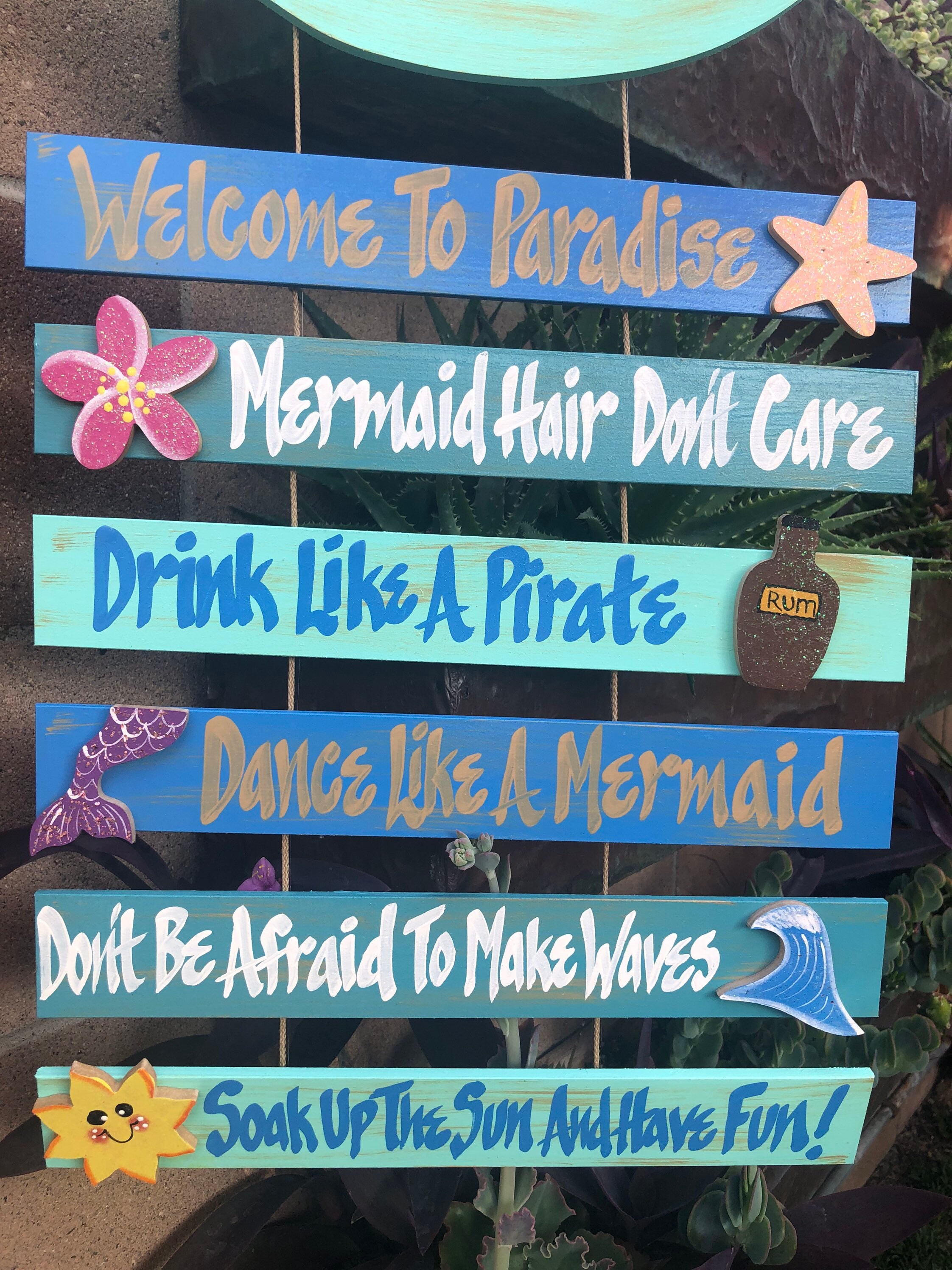 Hand Painted Mermaid, Custom Quote Sign, Personalized Mermaid Sea-life ...