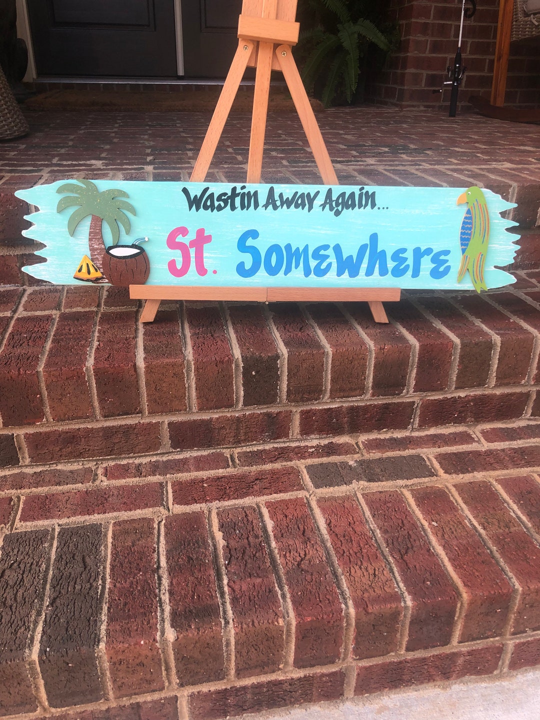 Coral Reefer Sign, St Somewhere Aqua Margarita Decor Art, Custom Made ...