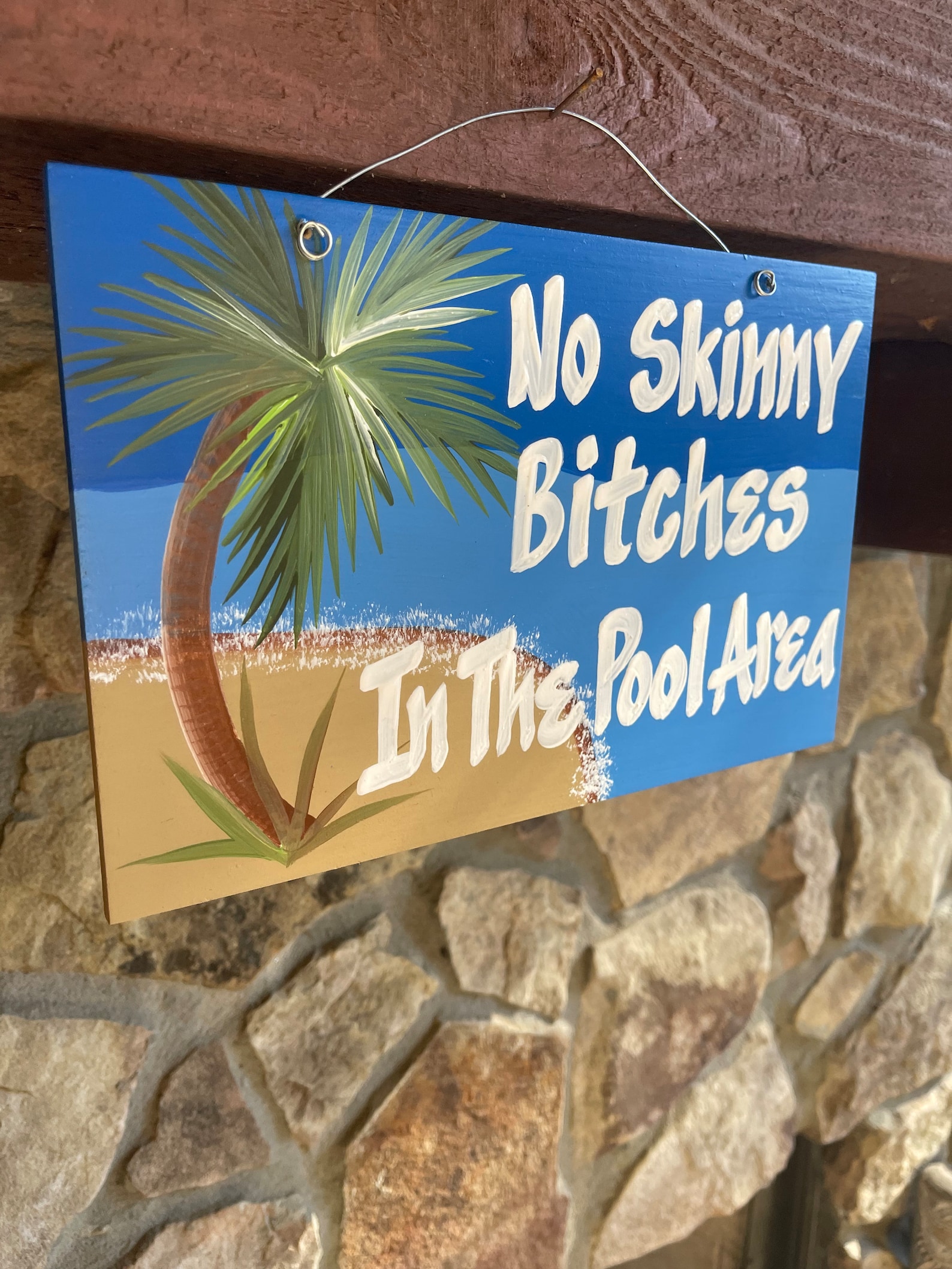Handmade No Skinny Bitches in the Pool Area Sign, Patio Deck Pool ...