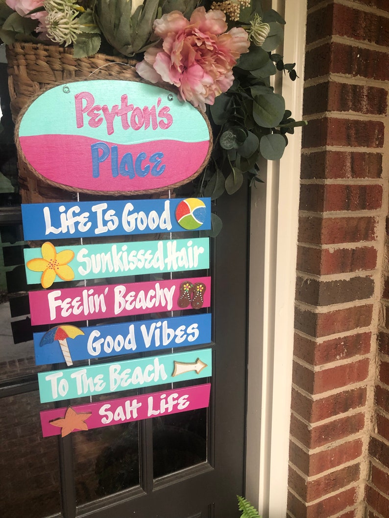 Beach Hanging Signs, Personalized, Beach House Decor, Custom Hand ...