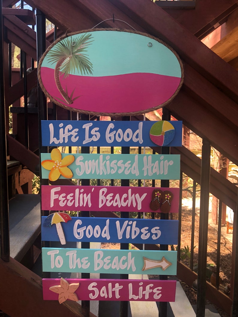 Beach Hanging Signs, Personalized, Beach House Decor, Custom Hand ...