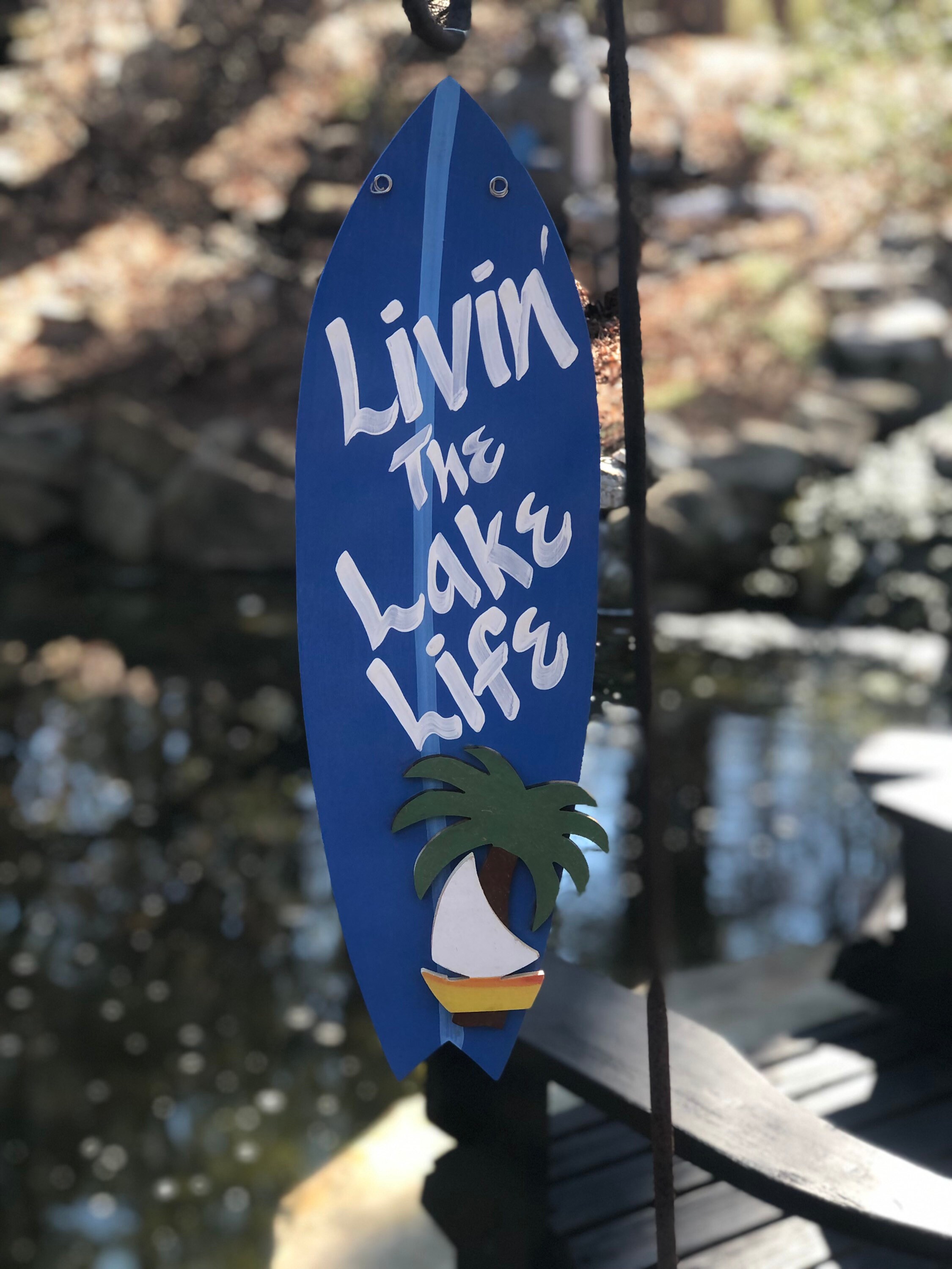 Livin the Lake Life-surfboard Sign-coastal Door Decor-blue - Etsy