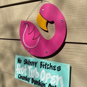 Pink Flamingo Hot Tub Wood Sign, Custom Handmade Jacuzzi Wall Hanging ...