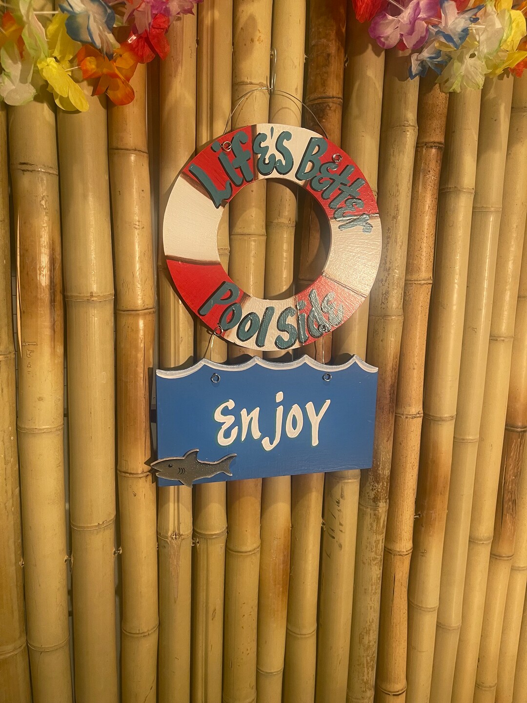 Wood Life Ring Sign, Swimming Pool Plaque, Nautical Baby Shower Wall ...