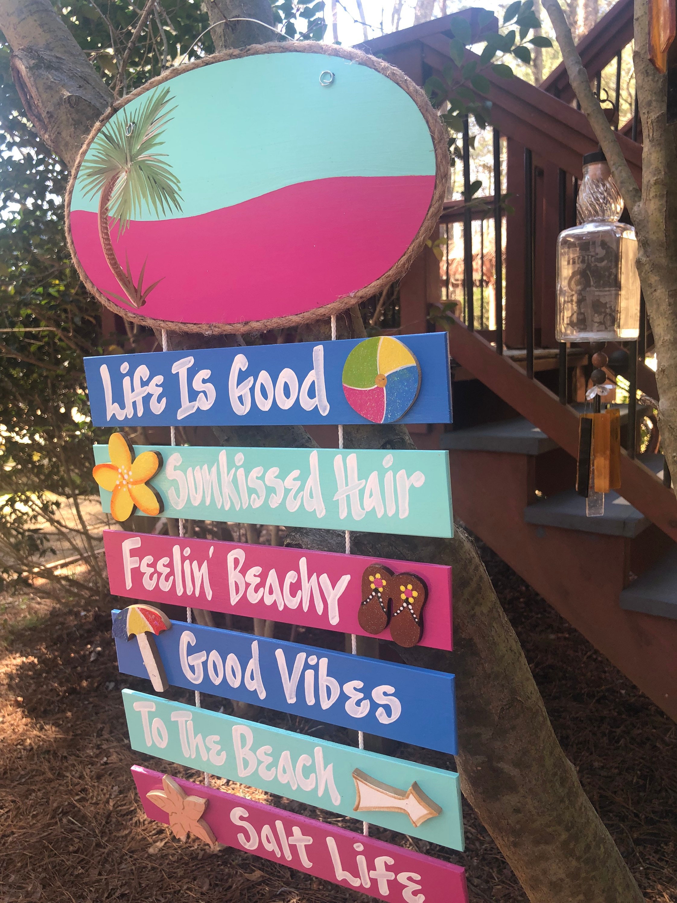 Beach Hanging Signs, Personalized, Beach House Decor, Custom Hand ...