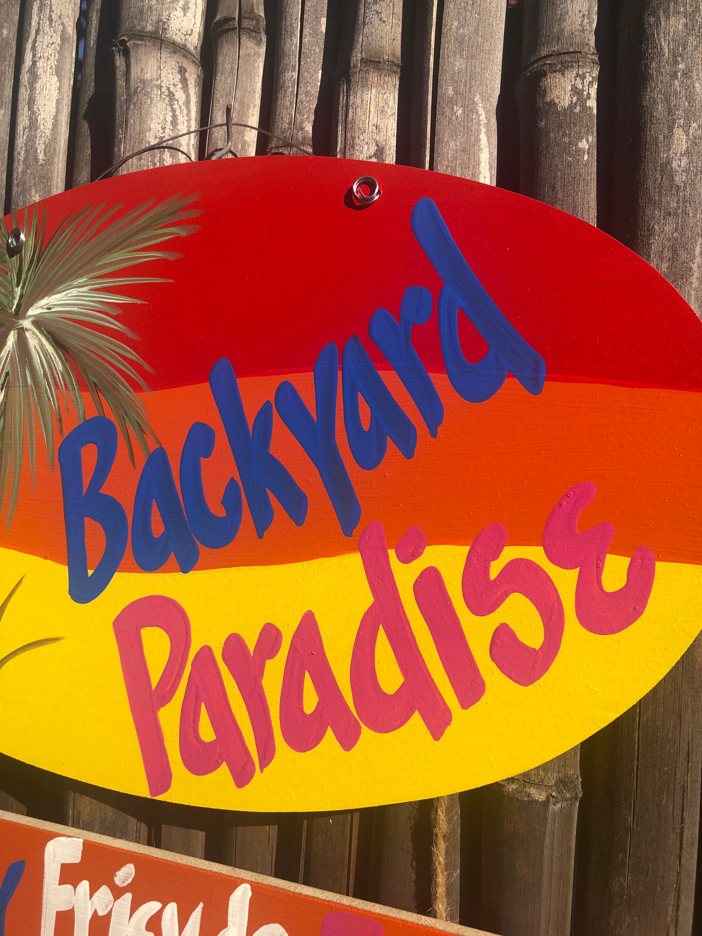 Backyard Paradise Hand Painted Wood Wall Hanger Sign - Etsy