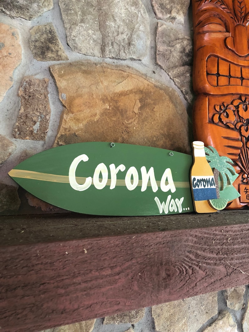 Corona Way Surfboard Sign | Custom Tiki Bar Decor - Etsy