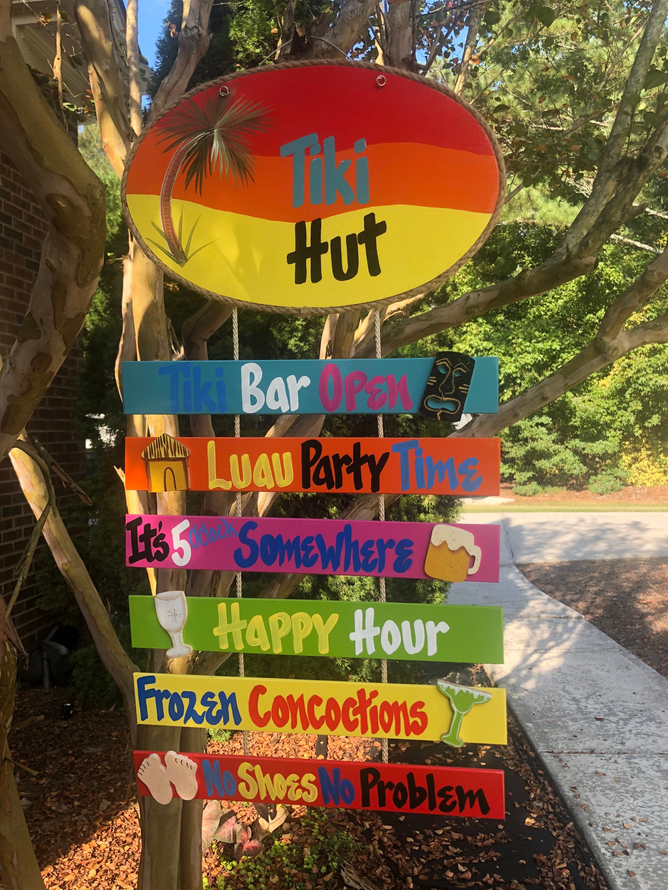 Tiki Hut Wood Sign Handmade Wall Art Happy Hour Bar Sign Tiki - Etsy