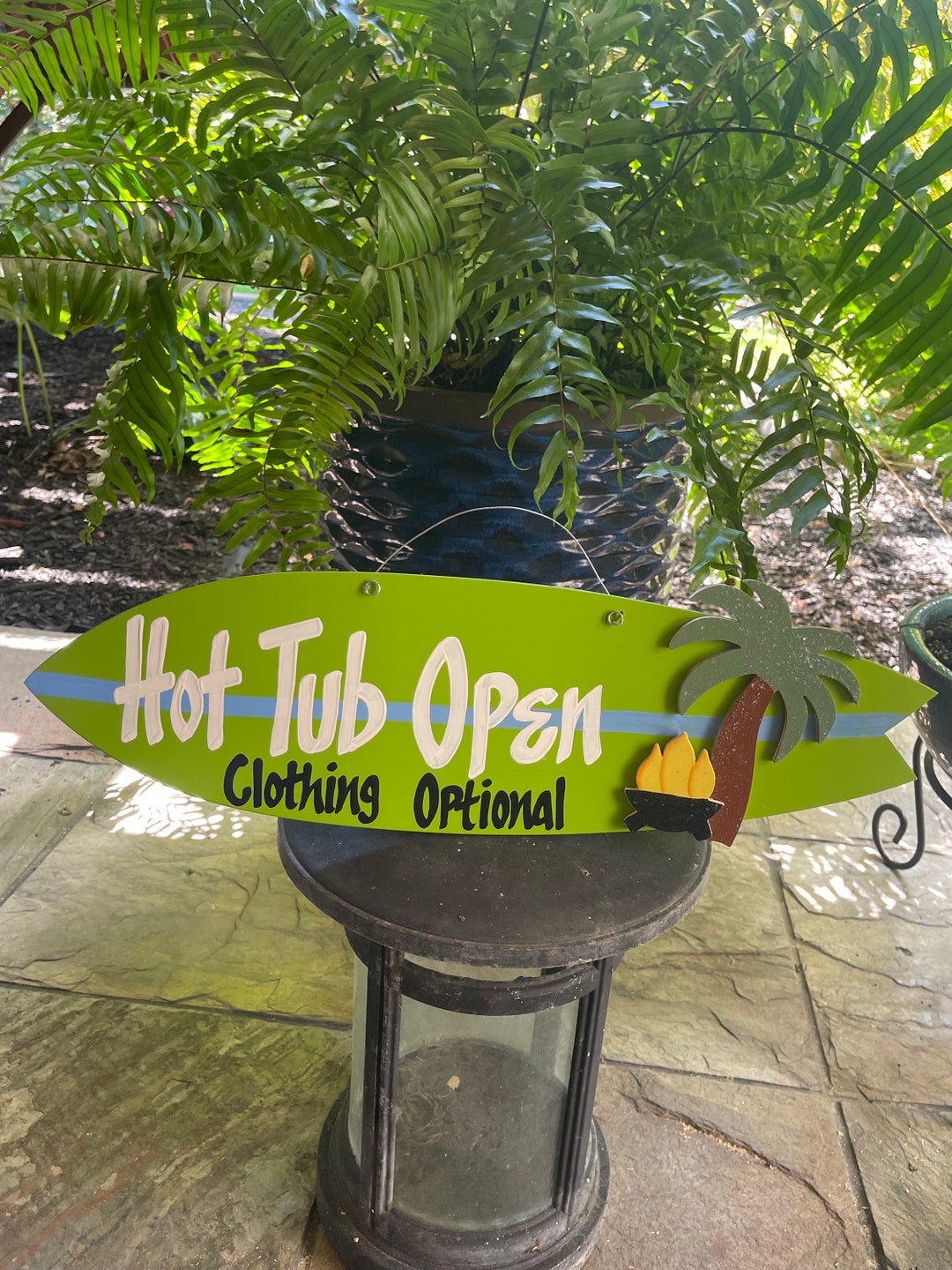 Hot Tub Open Personalized Wooden Surfboard Sign, Custom Handmade Green ...