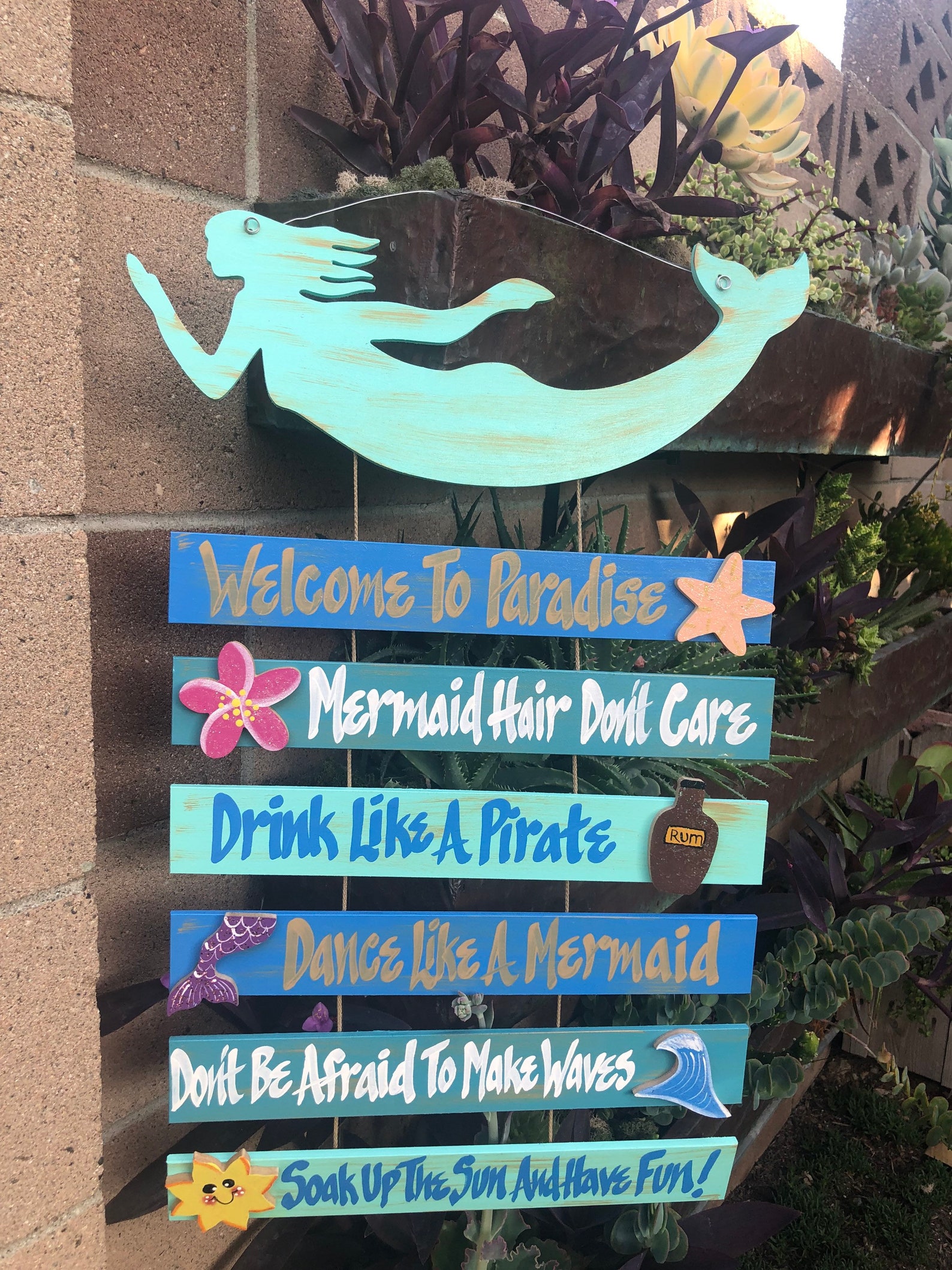 Hand Painted Mermaid Custom Quote Sign Personalized Mermaid - Etsy