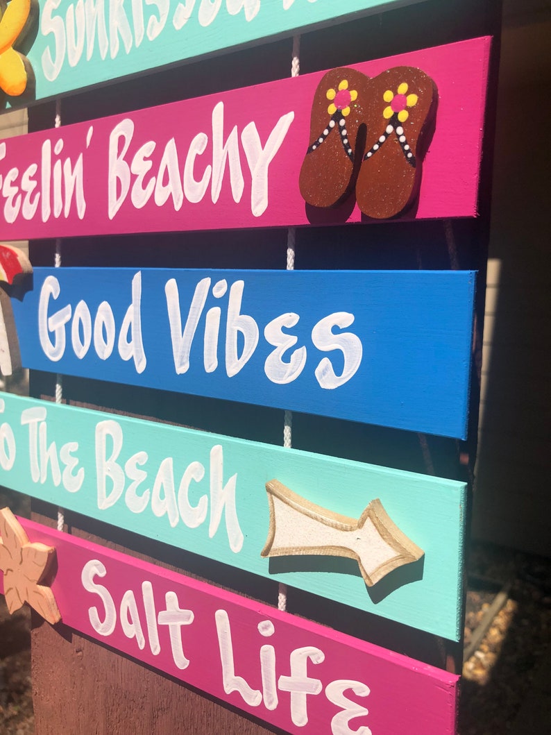 Beach Hanging Signs, Personalized, Beach House Decor, Custom Hand ...