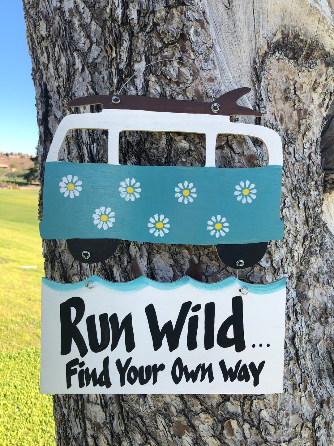 VW Van Sign Run Wild/wood VW Bus Sign/beach Bus Wall - Etsy
