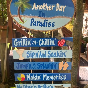 Day in Paradise,personalized,backyard Pool Signs,rustic Pool Decor ...