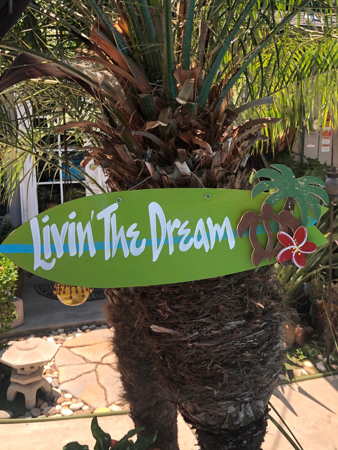 Livin the Dream Custom Surfboard Wall Hanging Sign, Personalized and ...