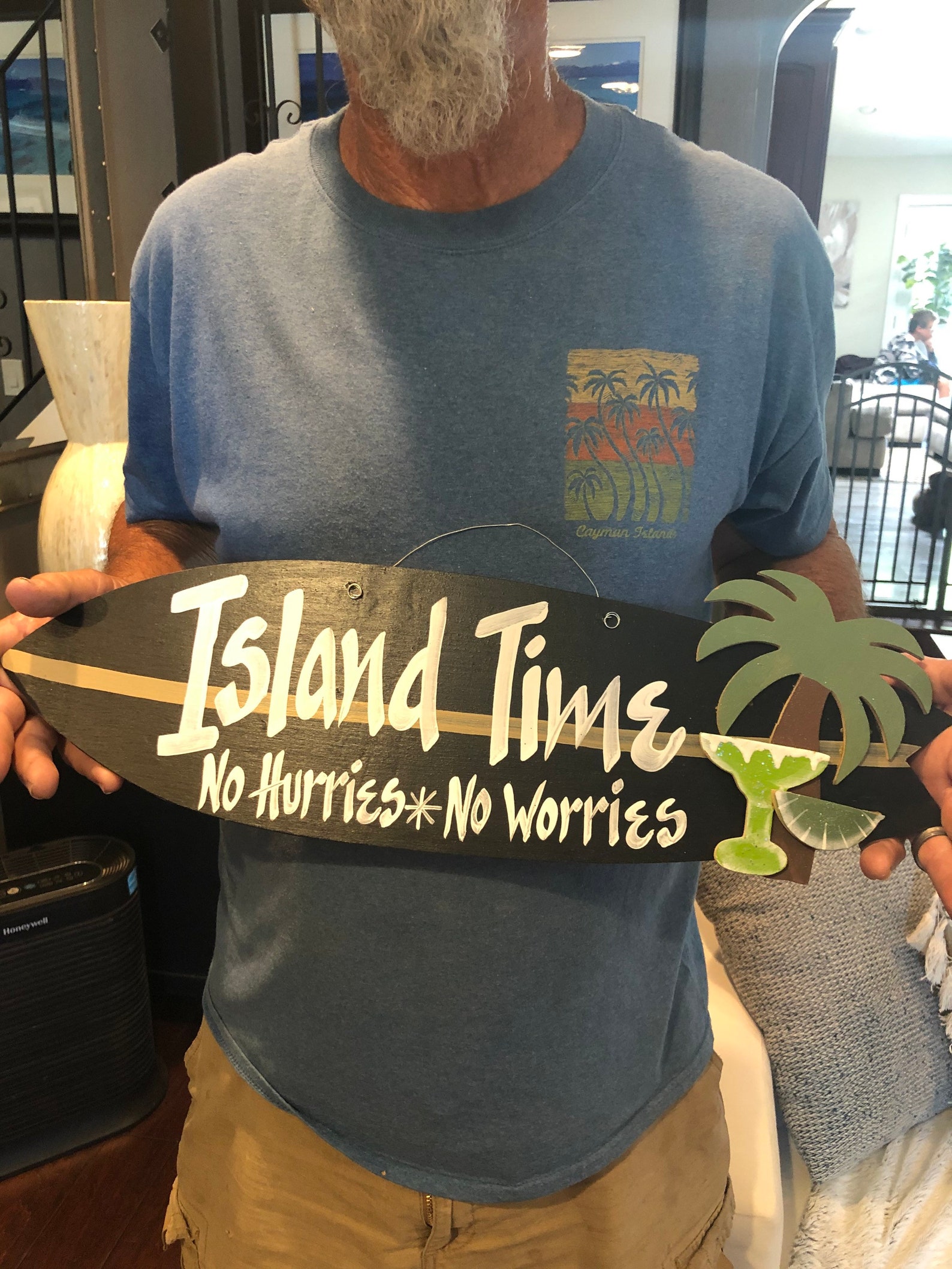 Island Time Wood Surfboard Sign, Handmade Pirate Decor, Hand Painted ...