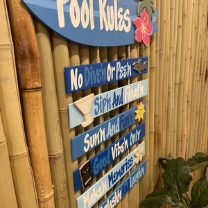 Pool Rules Custom Surfboard Poolside Decor. Backyard Wood Pool Sign ...