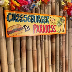 Cheeseburger in Paradise Tropical Wall Art, Personalized Wooden Tiki ...