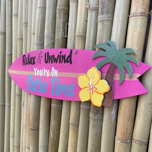 Wooden Surfboard Sign, Pink Surf Wall Hanger, Customizable Surfboard ...