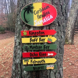 Handmade Wood Caribbean Paradise Jamaica Directional Arrow Custom ...