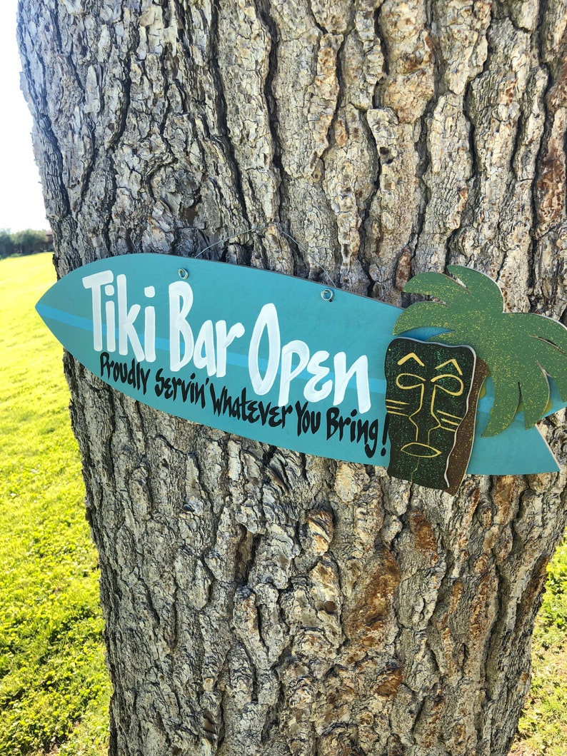 Handmade Tiki Bar Surfboard Sign - Etsy