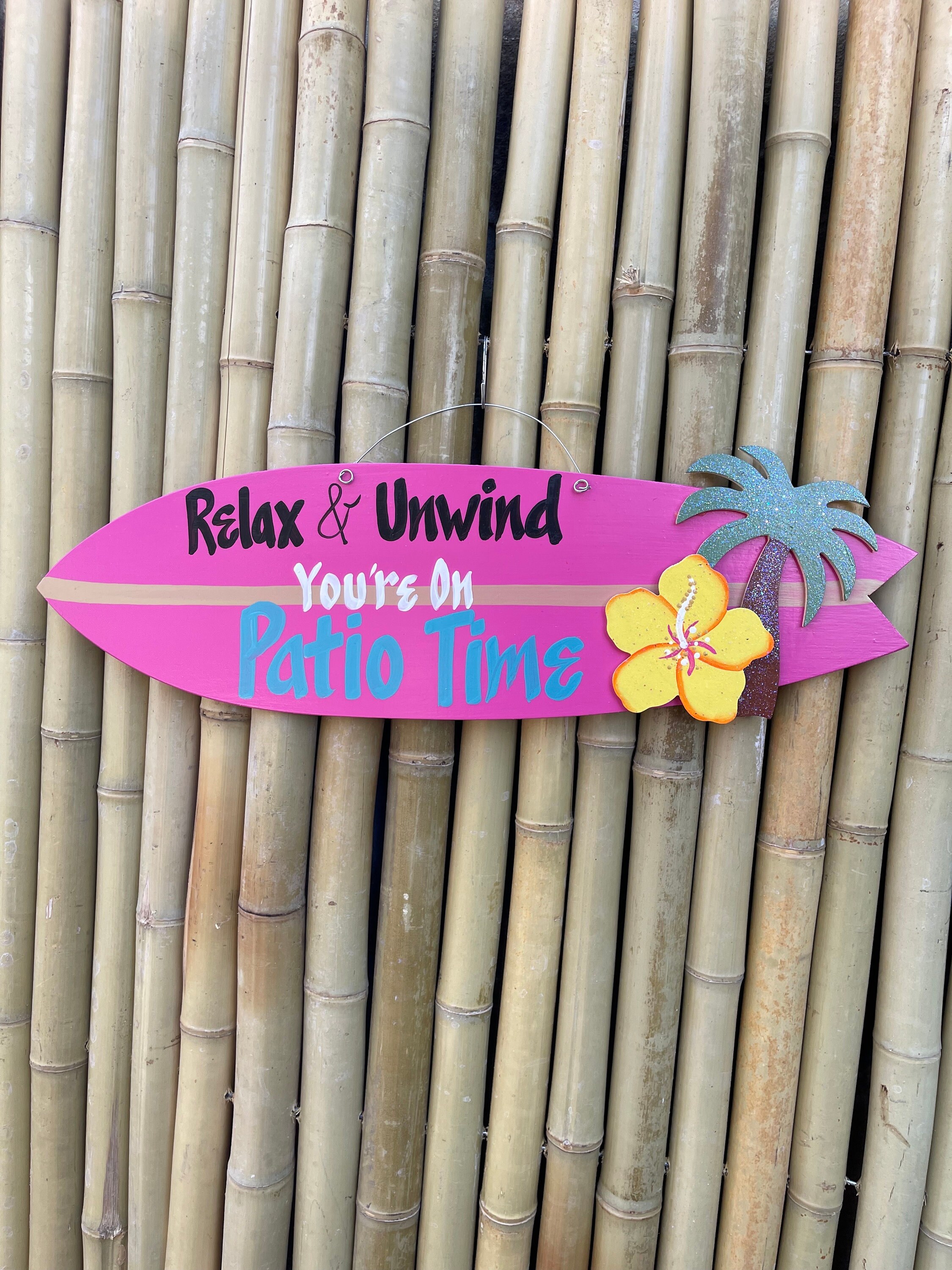 Wooden Surfboard Sign, Pink Surf Wall Hanger, Customizable Surfboard ...