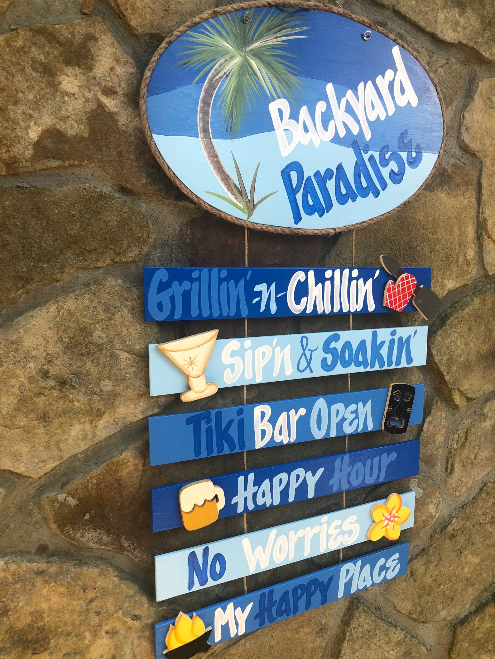 Backyard Paradise Customized Poolside Gift. Blue Colors - Etsy