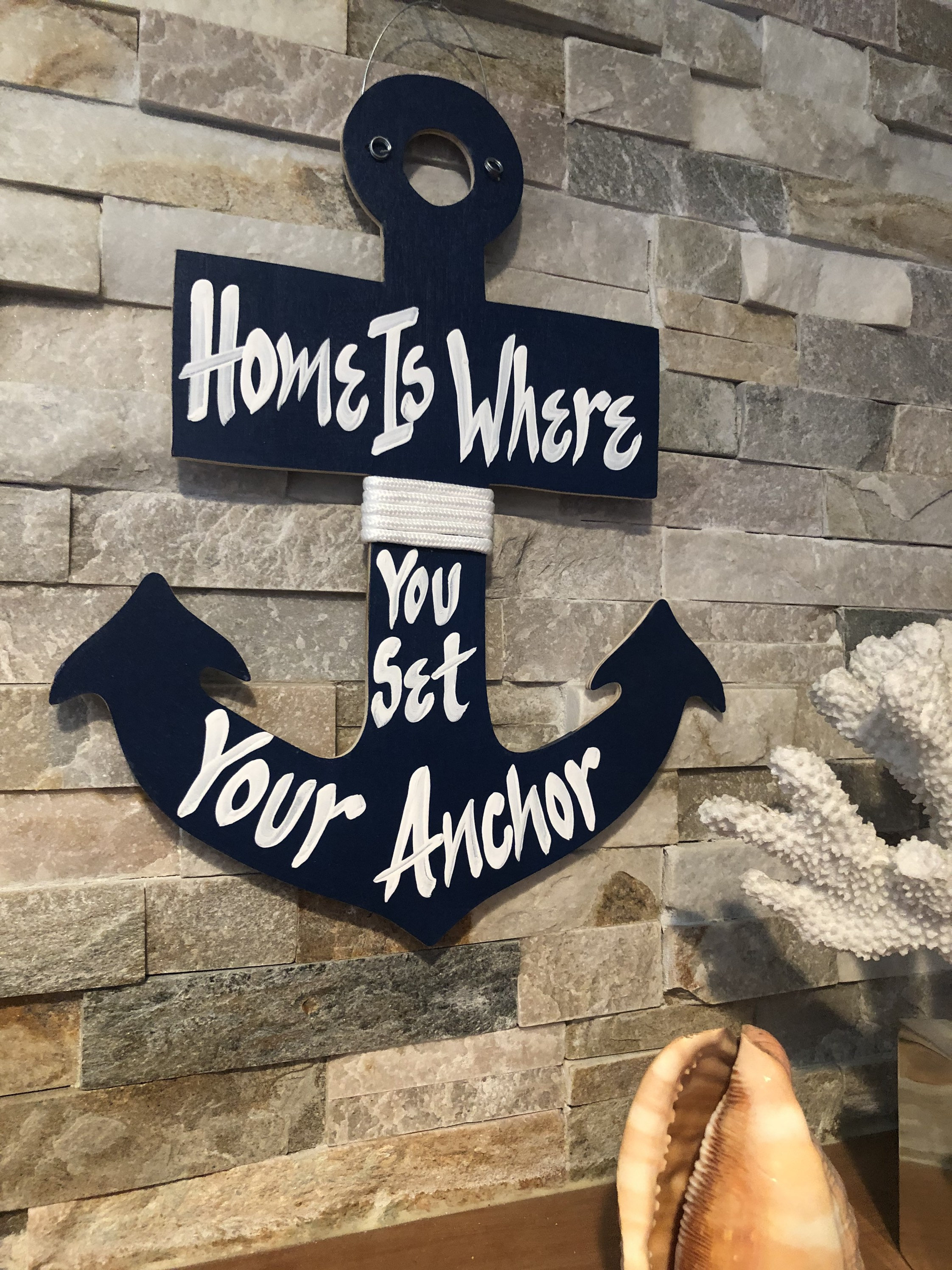 Nautical Anchor Sign: Navy Blue Wood, Coastal Decor - Etsy