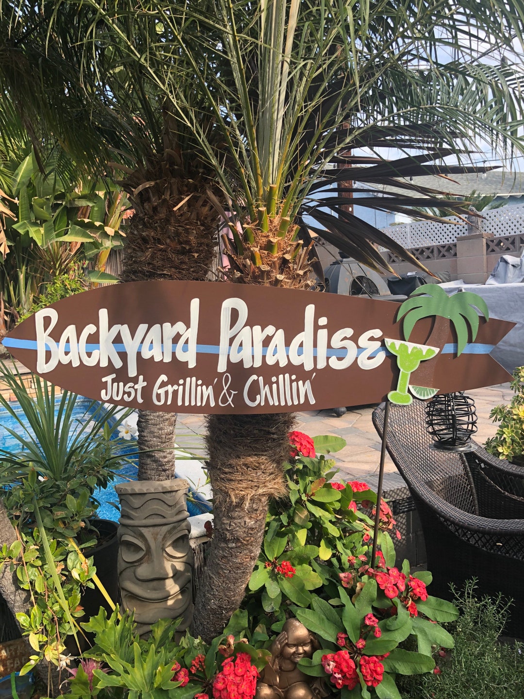 Backyard Paradise Handmade Surfboard/personalized Signs/wood Surfboard ...