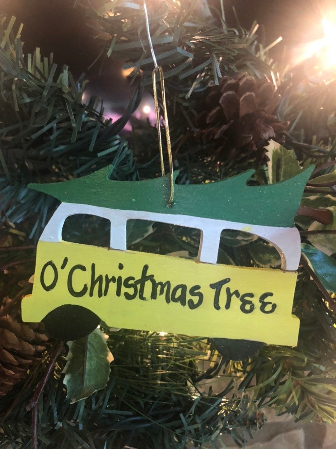 Surfer Van Ornament, Yellow Wood VW Bus Christmas Tree Decoration - Etsy