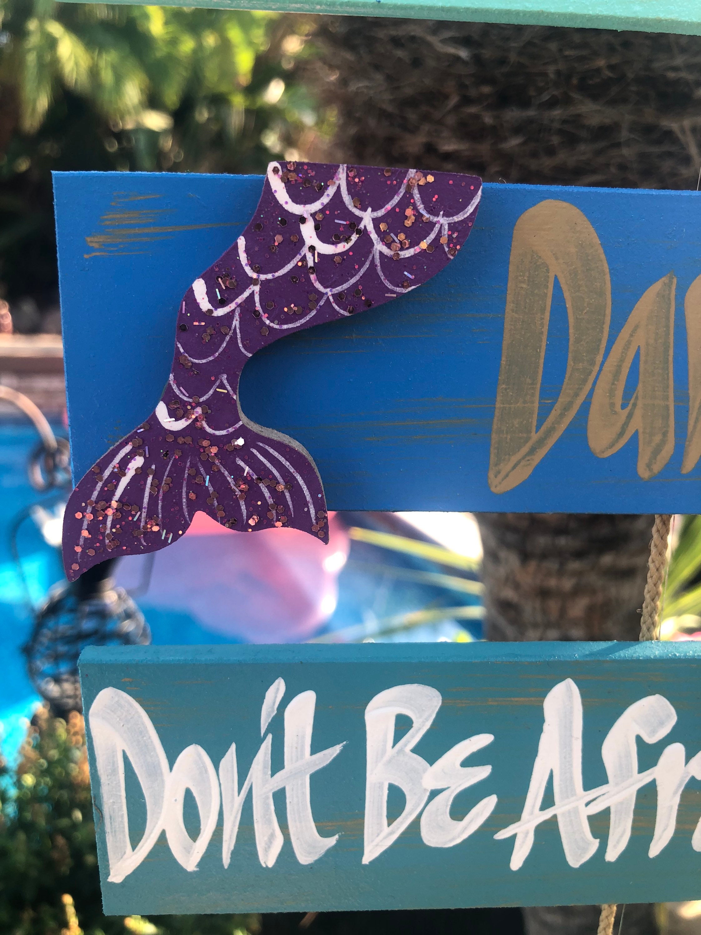 Hand Painted Mermaid, Custom Quote Sign, Personalized Mermaid Sea-life ...