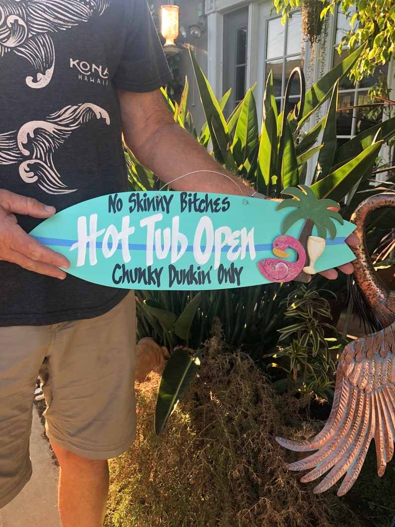 Hot Tub Sign, Hot Tub Decor, Hottub,backyard Decor,surfboard Sign,pool ...