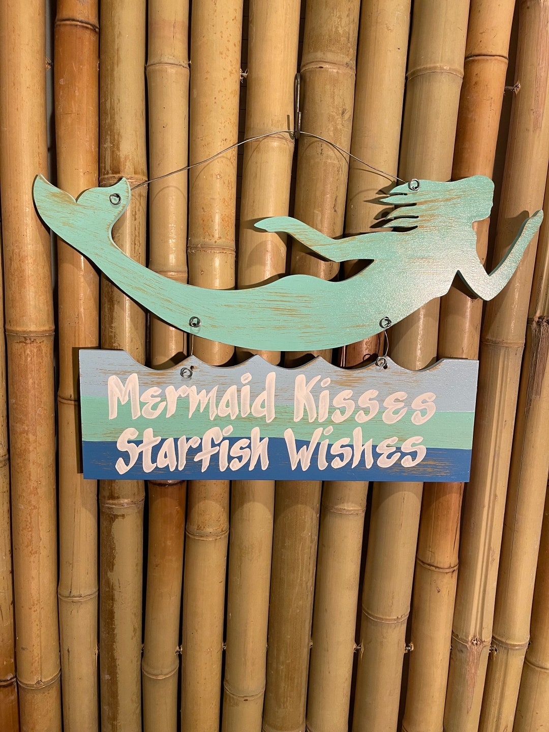 Custom Mermaid Wood Decor, 'kisses Starfish' Wishes Personalized Girls ...