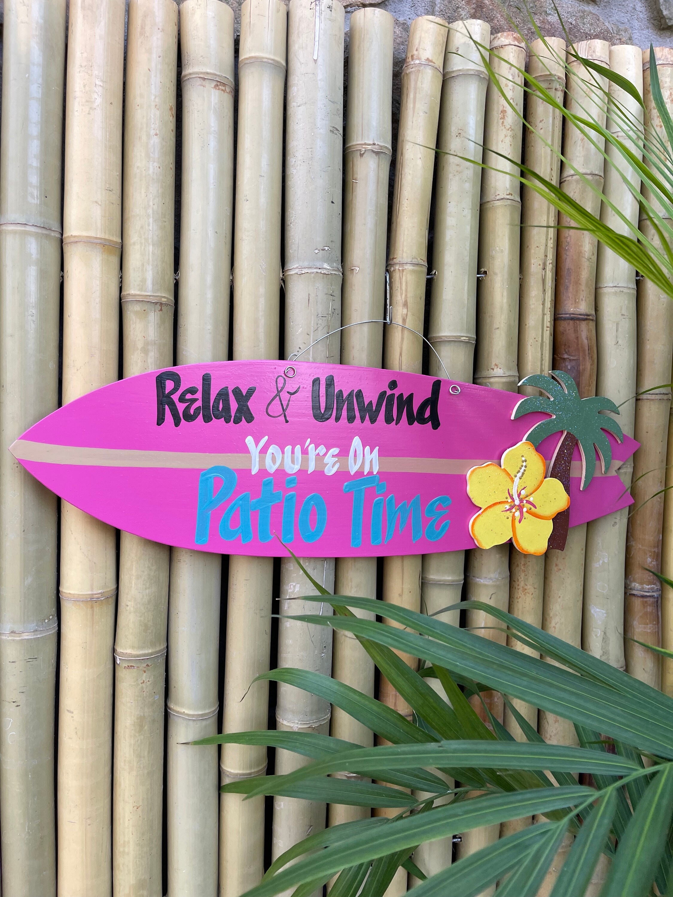 Wooden Surfboard Sign, Pink Surf Wall Hanger, Customizable Surfboard ...