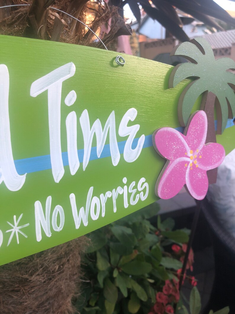 Island Time Wood Surfboard Sign, Handmade Pirate Decor, Hand Painted ...