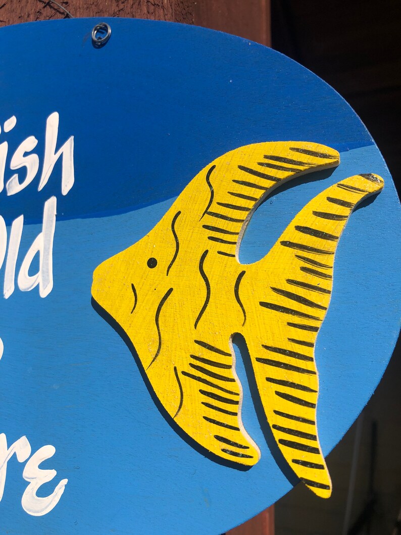 Crab and Angel Fish Sign- Hand Lettered- Oval Wood Plaque-nautical Door ...