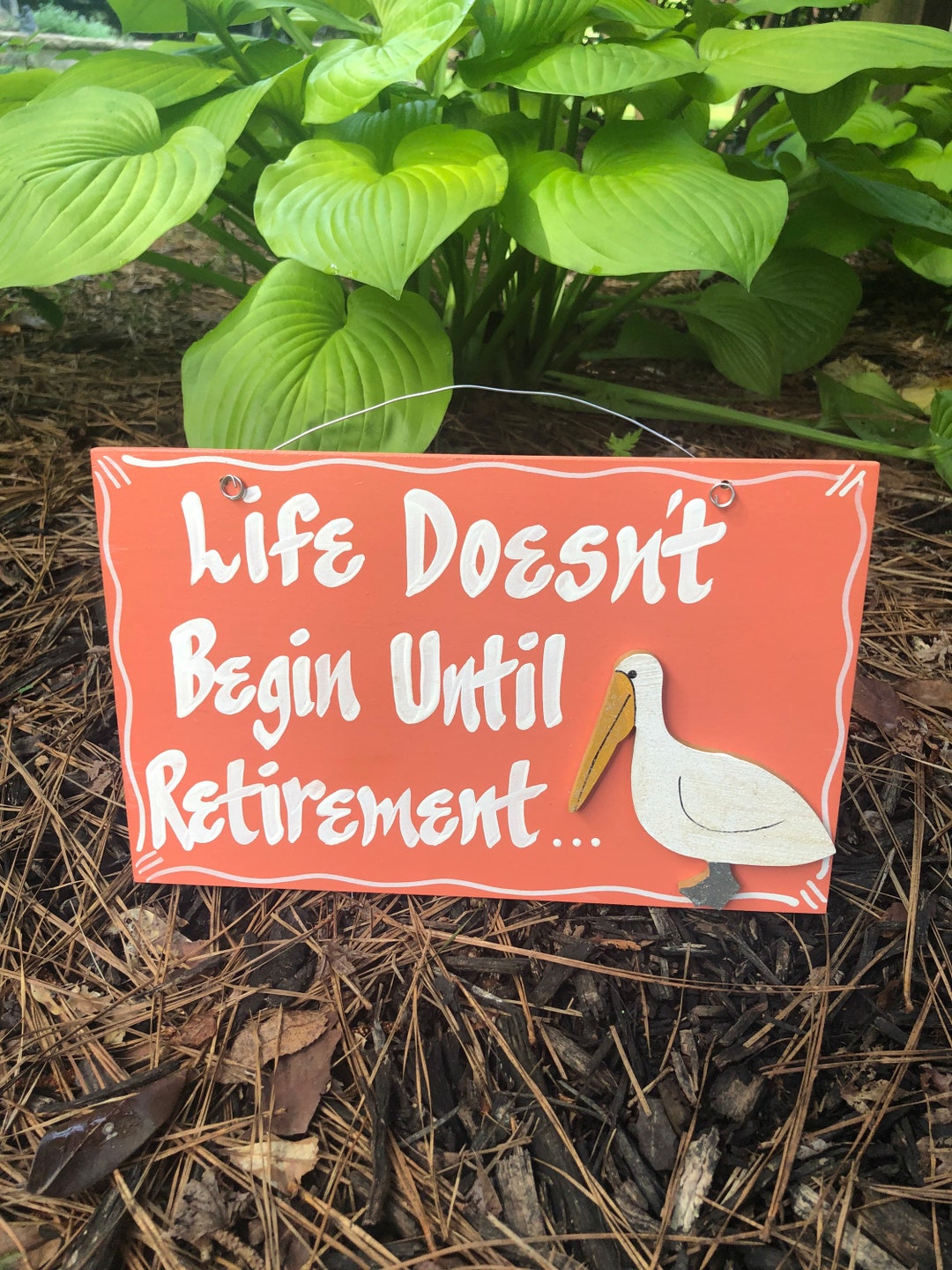 Retirement Plaque Sign, Small Wood Beach House Wall Sign With Pelican ...