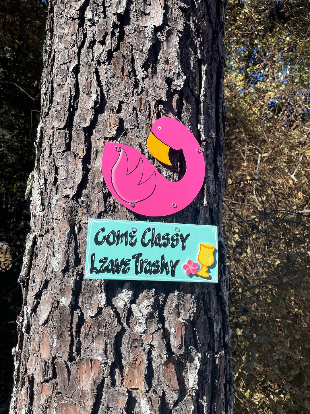 Wood Flamingo Funny Beach Sign, Personalized Summer Patiodoor Hanger ...