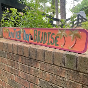 Wood Paradise Sign- Rustic Cedar, Tropical Tiki Bardecor, Outdoor Patio ...