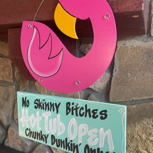 Pink Flamingo Hot Tub Wood Sign, Custom Handmade Jacuzzi Wall Hanging ...