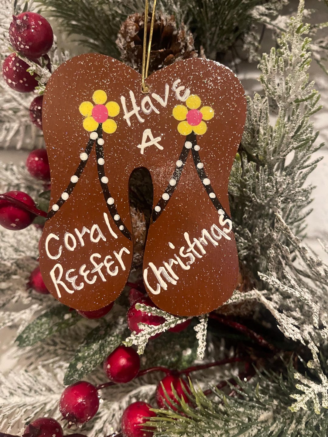 Holiday Christmas Ornament Personalized Flip-flop Christmas Decoration ...