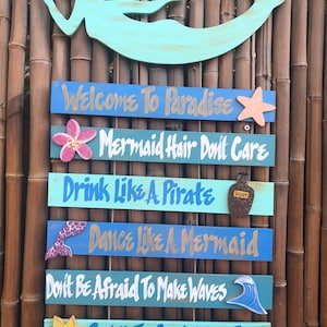 Hand Painted Mermaid, Custom Quote Sign, Personalized Mermaid Sea-life ...